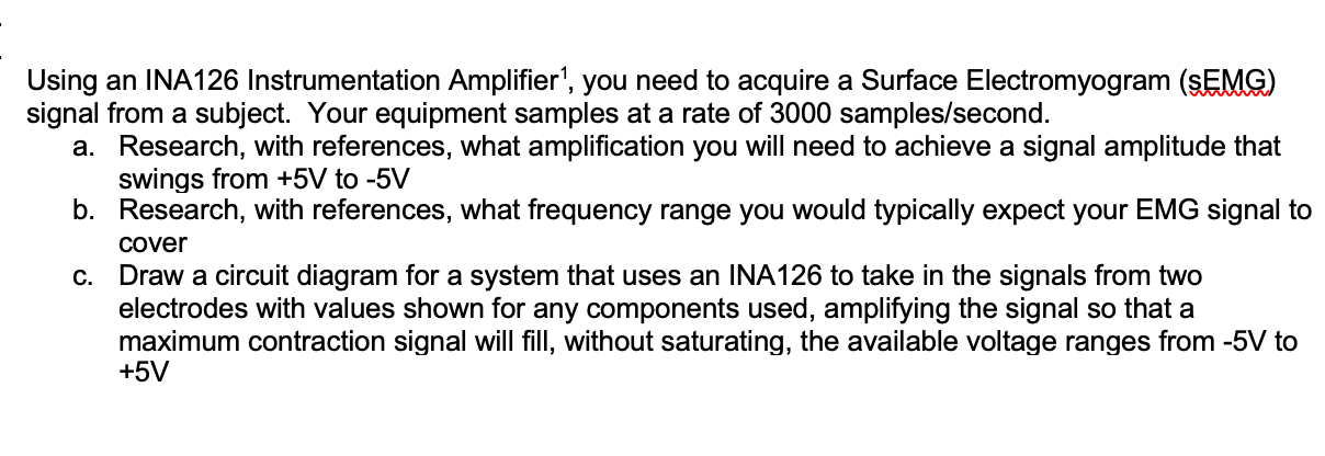 Using an INA126 Instrumentation Amplifier', you need | Chegg.com
