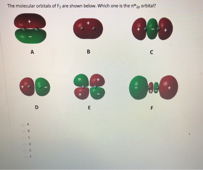 Solved The molecular orbitals of F2 are shown below. Which | Chegg.com