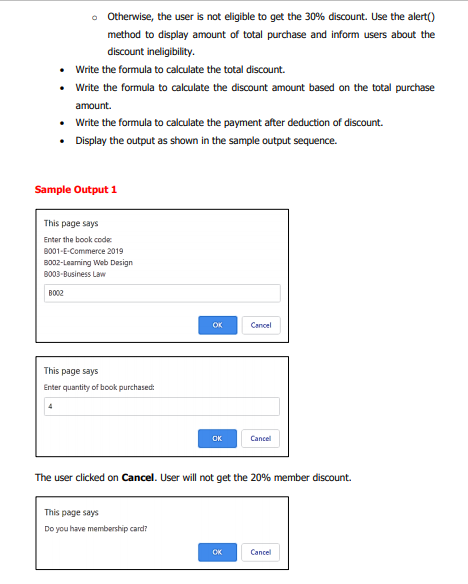 Solved QUESTION 3 - JAVASCRIPT (30 marks) Based on the | Chegg.com