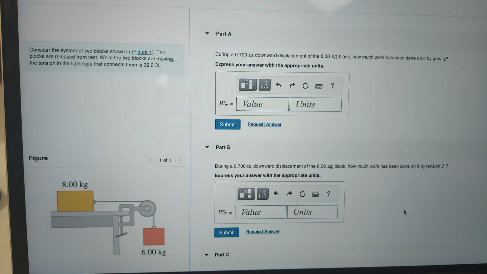 Solved Part AConsider the system of two blocks shown in | Chegg.com