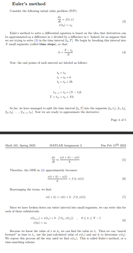 Solved Euler S Method Consider The Following Initial Value