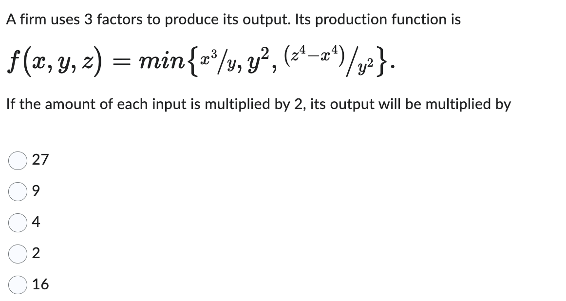 Solved A firm uses 3 factors to produce its output. Its | Chegg.com