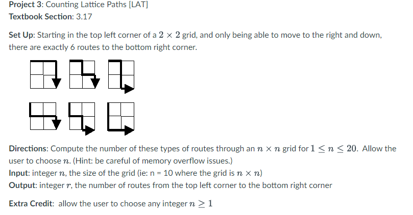 Solved Project 3: Counting Lattice Paths [LAT] Textbook | Chegg.com