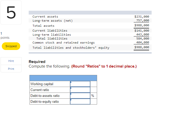 Solved Required Compute the following. (Round "Ratios" to 1 | Chegg.com