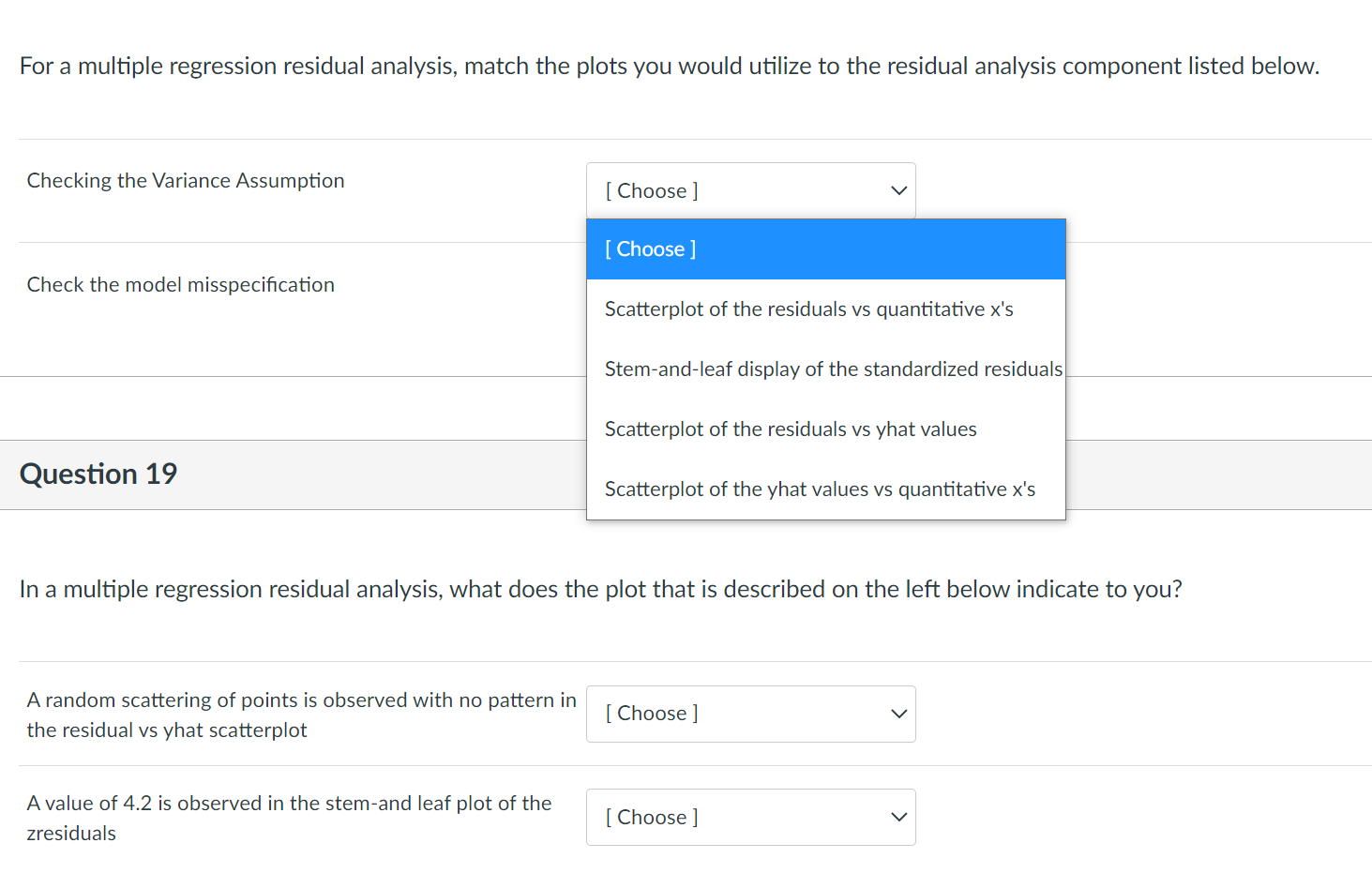 Solved For A Multiple Regression Residual Analysis Match 