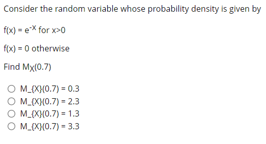 Solved Consider the random variable whose probability | Chegg.com