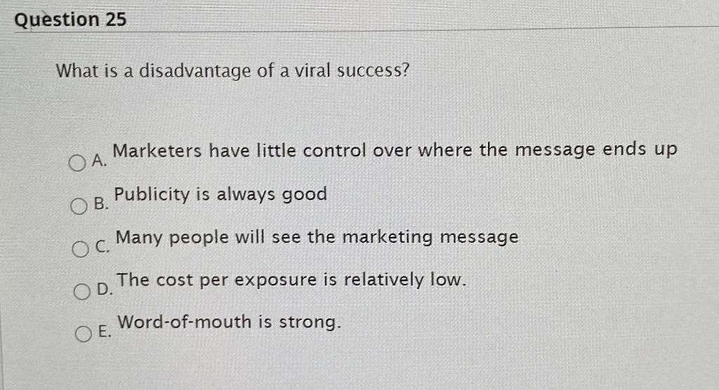Solved ion 25 What Is A Disadvantage Of A Viral Chegg