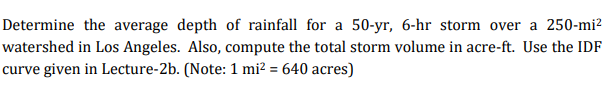 Determine the average depth of rainfall for a | Chegg.com