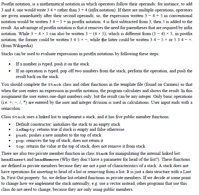 Solved Postfix Notation Is A Mathematical Notation In Which 