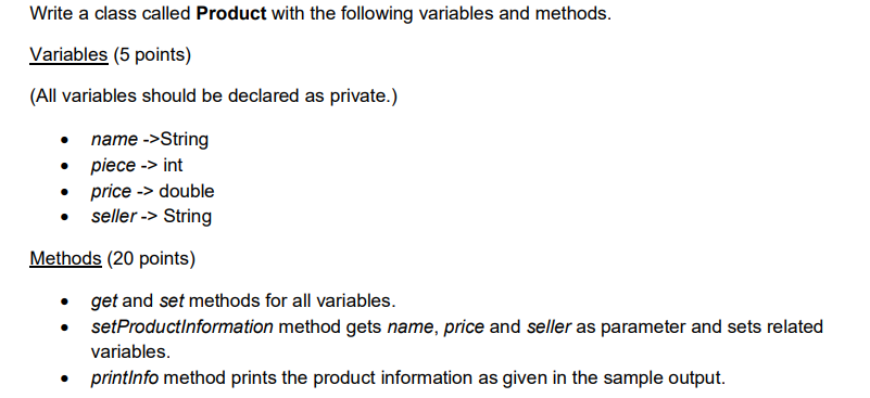 Solved Write a class called Product with the following | Chegg.com