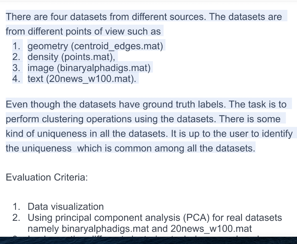 Solved There are four datasets from different sources. The | Chegg.com
