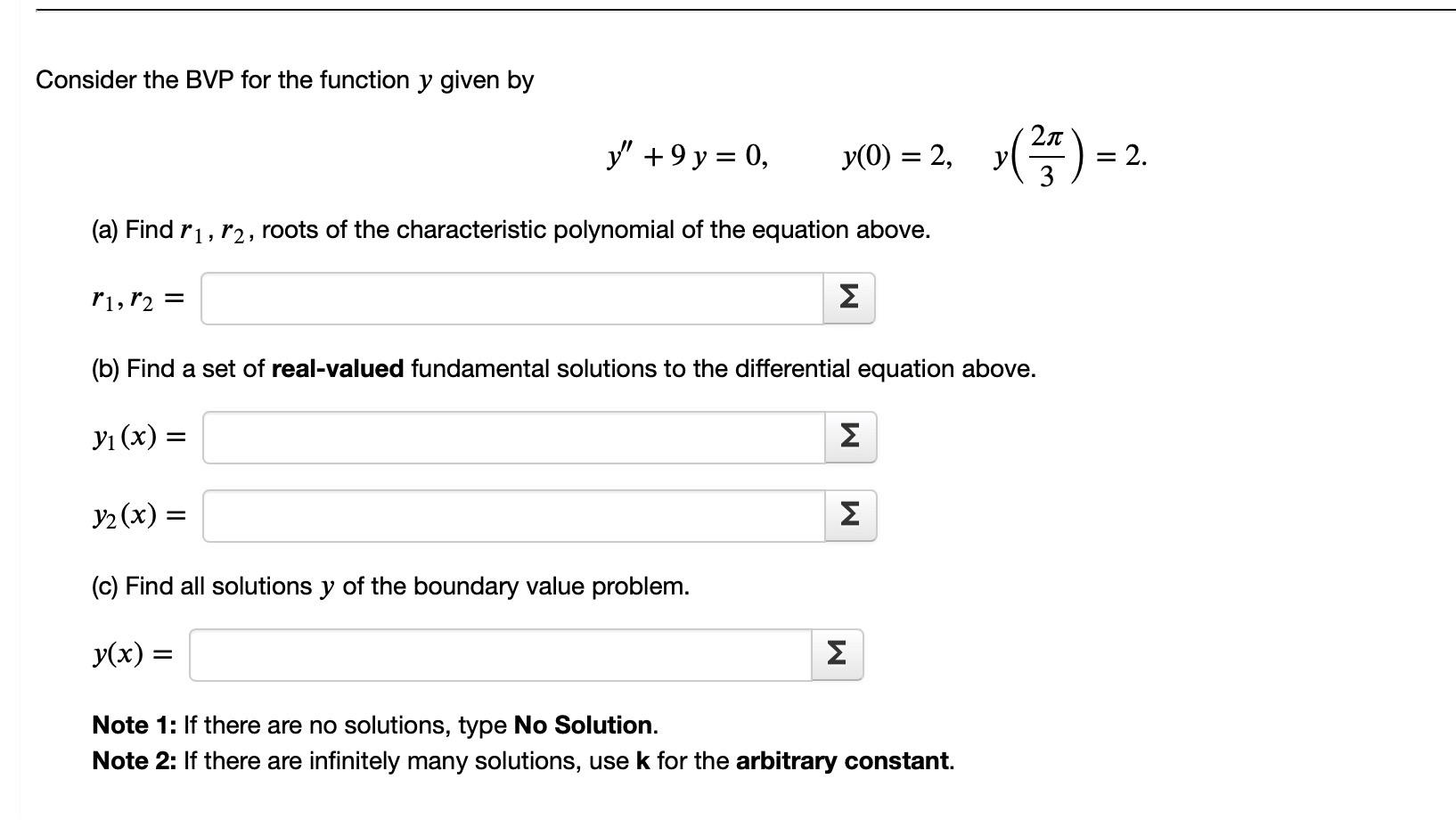 Solved Consider the BVP for the function y given by | Chegg.com