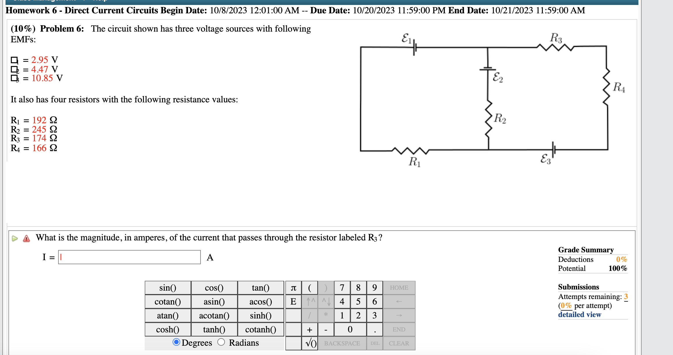 Solved (10\%) Problem 6: The circuit shown has three voltage | Chegg.com