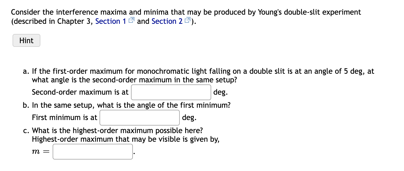 Solved Consider the interference maxima and minima that may | Chegg.com