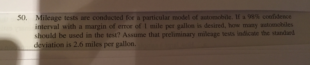 Solved 50. Mileage tests are conducted for a particular | Chegg.com