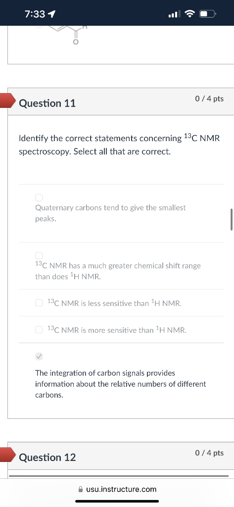 Solved Identify the correct statements concerning 13C NMR | Chegg.com