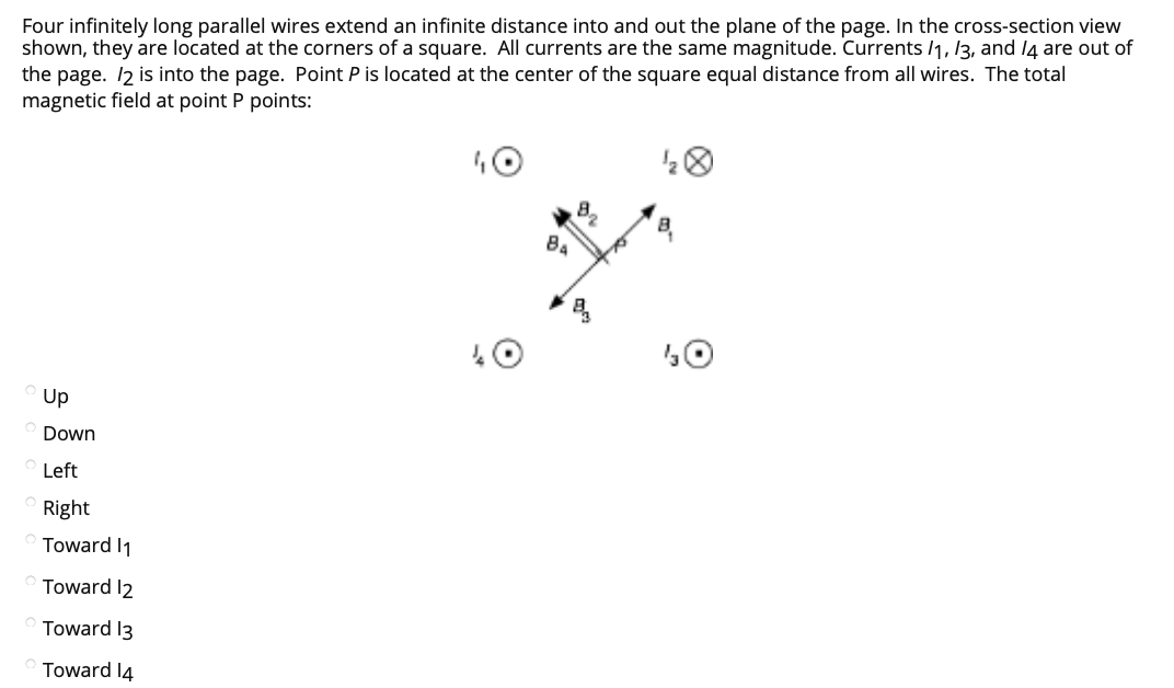 Solved Four infinitely long parallel wires extend an | Chegg.com