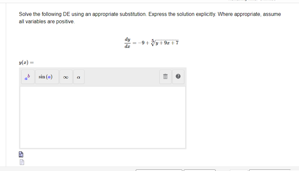 Solved Solve the following DE using an appropriate | Chegg.com