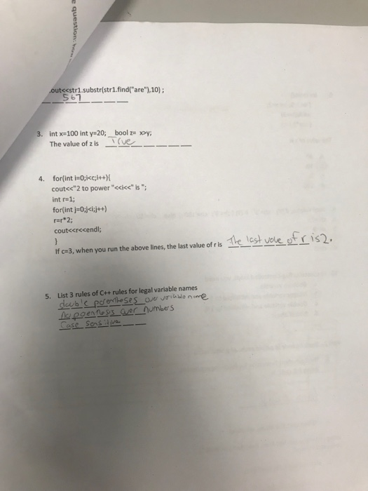 Solved utecstr1.substr(str1.find"are"),10) S 67 3. int x-100 | Chegg.com