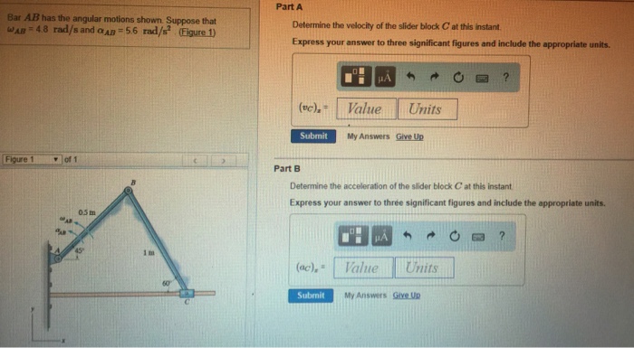 Solved Bar AB has the angular motions shown. Suppose that | Chegg.com