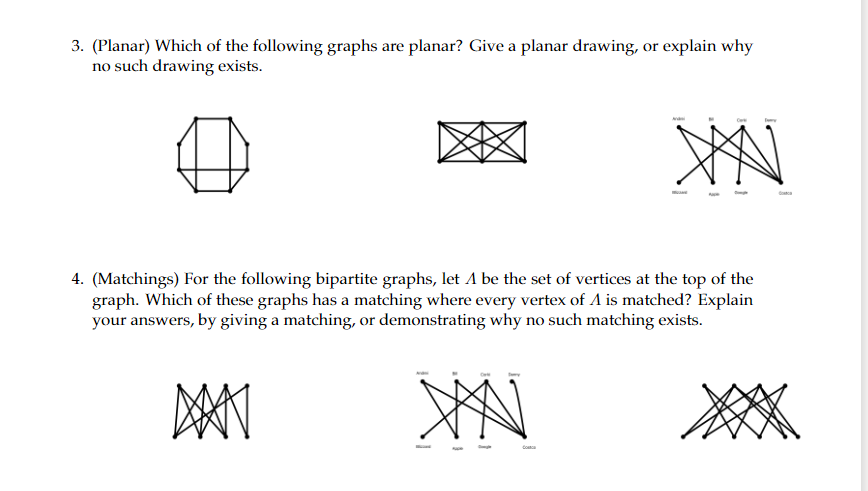 Solved 3. (Planar) Which of the following graphs are planar? | Chegg.com