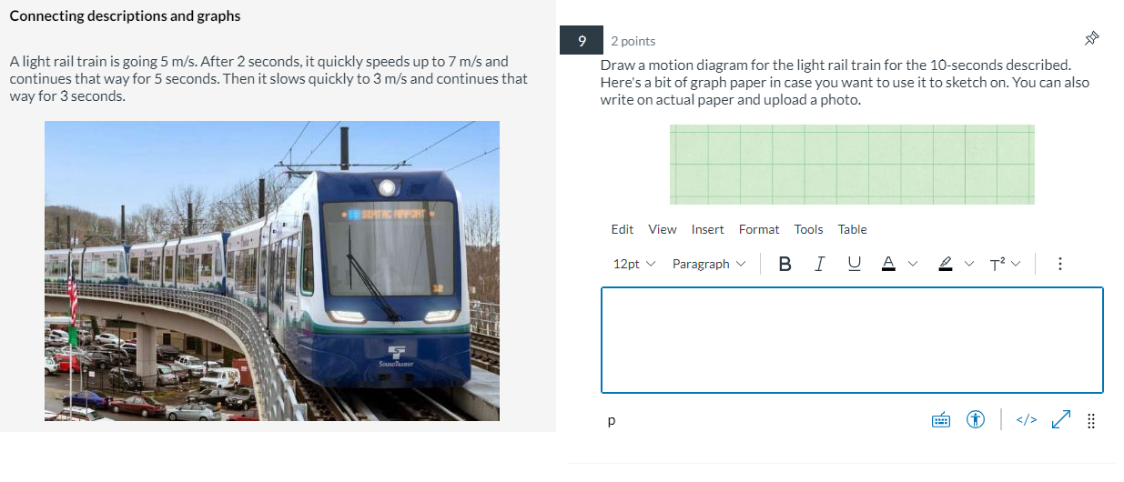 Solved 92 ﻿pointsDraw a motion diagram for the light rail | Chegg.com