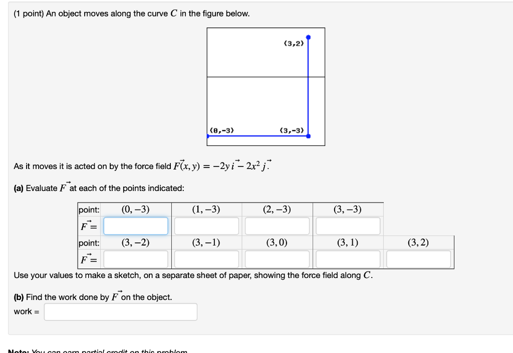 Solved 1 point) An object moves along the curve C in the | Chegg.com