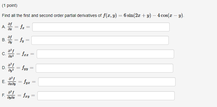 Solved Find all the first and second order partial | Chegg.com