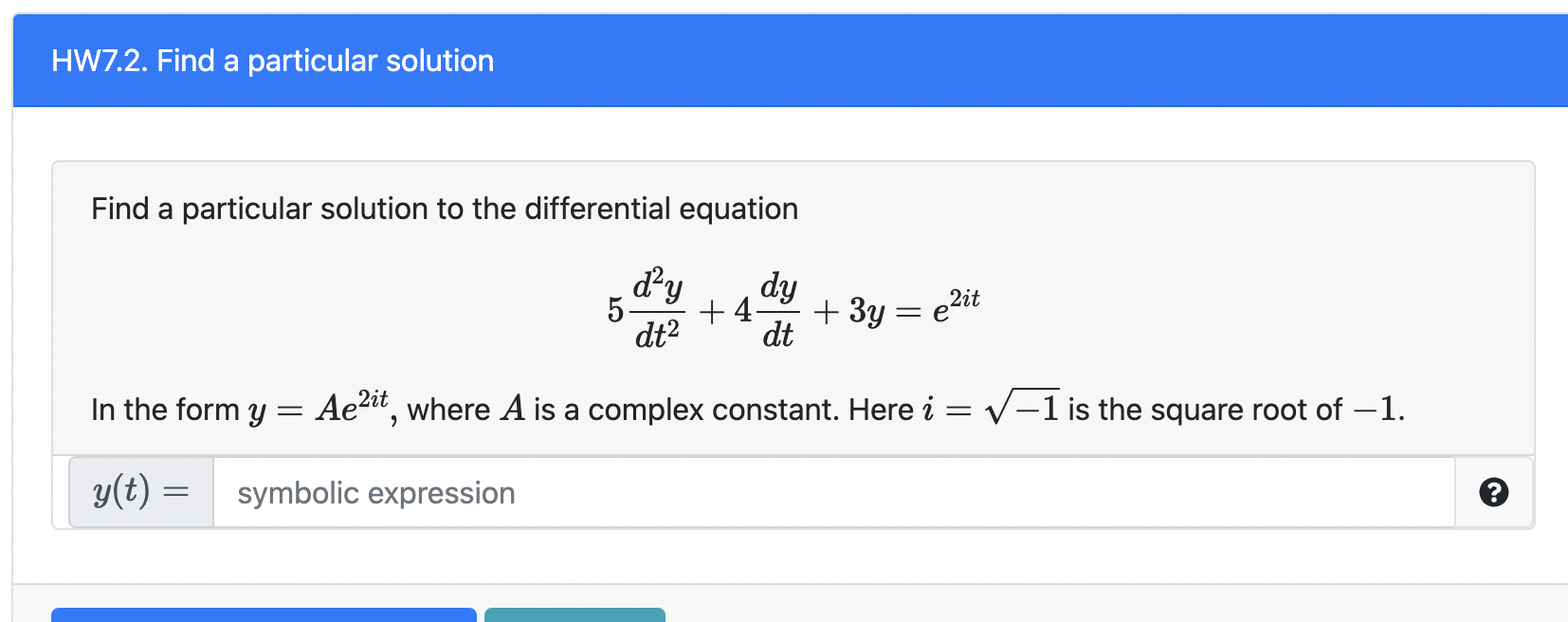 Solved HW7.2. Find a particular solution Find a particular | Chegg.com