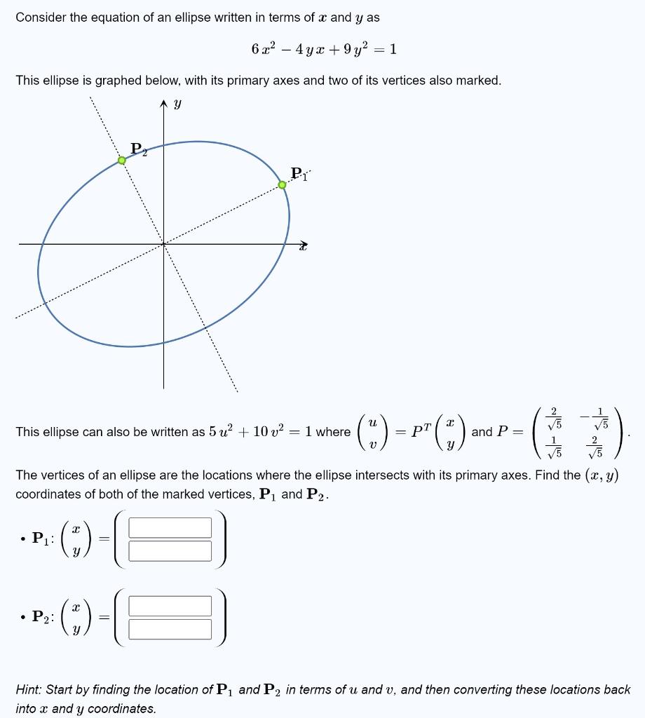 Solved Consider the equation of an ellipse written in terms | Chegg.com