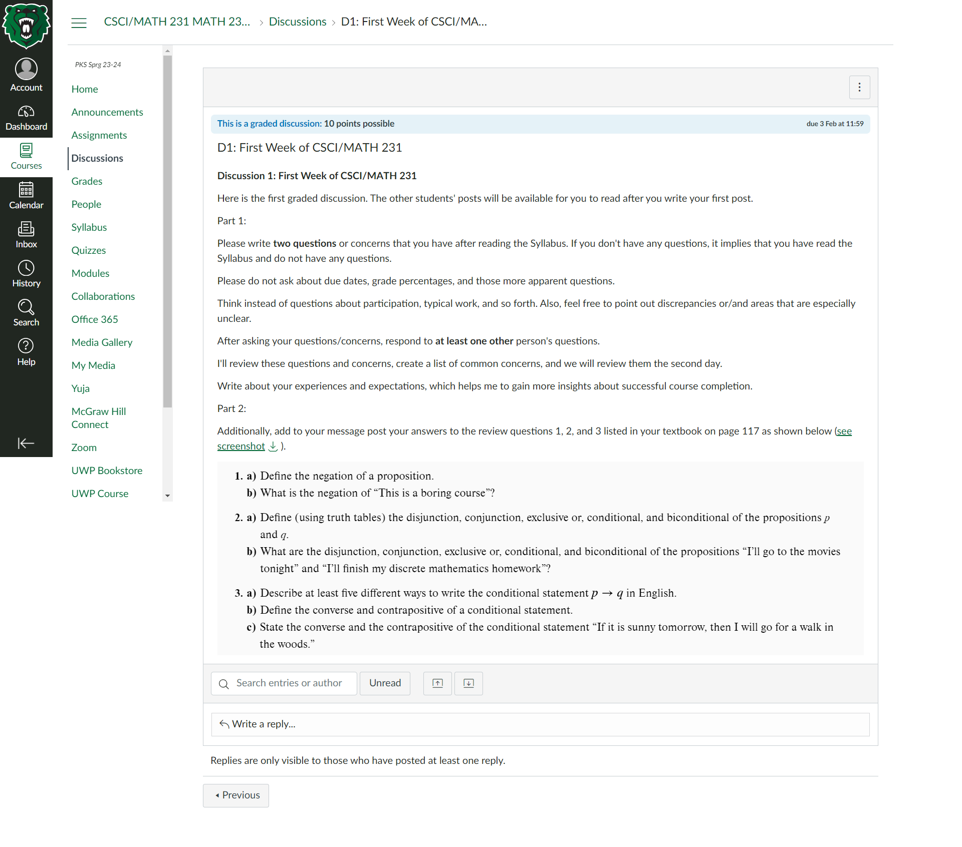 Solved This is a graded discussion: 10 ﻿points possibleD1: | Chegg.com
