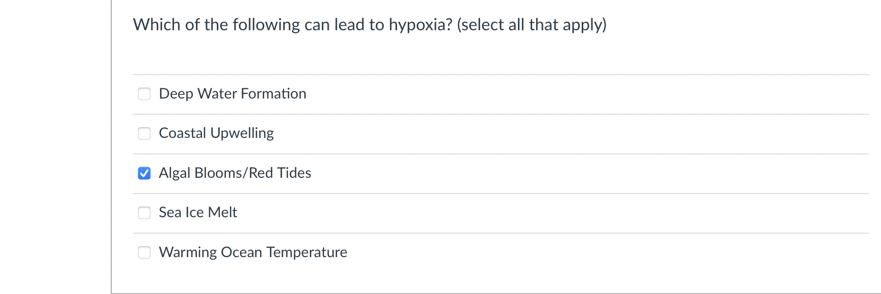 Solved Which of the following can lead to hypoxia? (select | Chegg.com