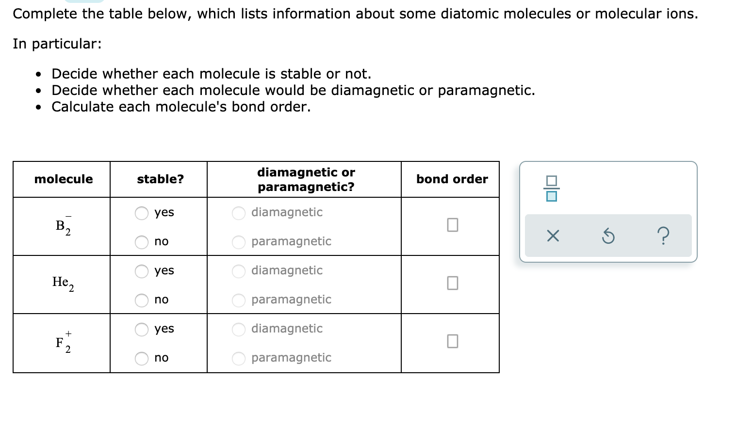 Solved Complete the table below, which lists information | Chegg.com
