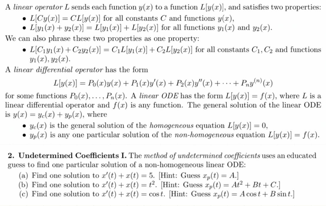 Solved - L[Cy(x)]=CL[y(x)] for all constants C and functions | Chegg.com