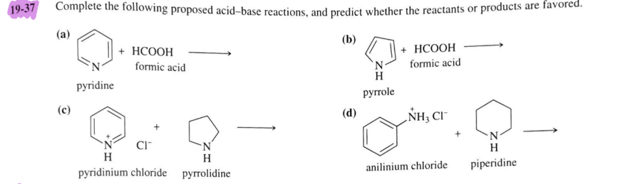 Solved 19-37 Complete the following proposed acid-base | Chegg.com