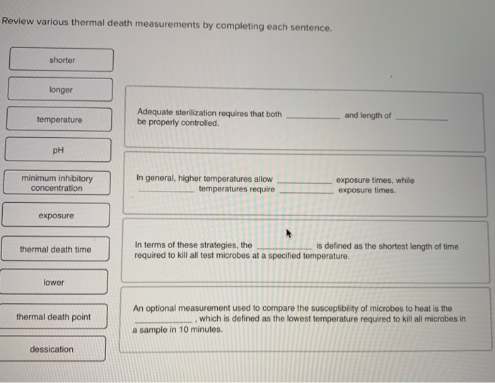 Solved Review various thermal death measurements by | Chegg.com