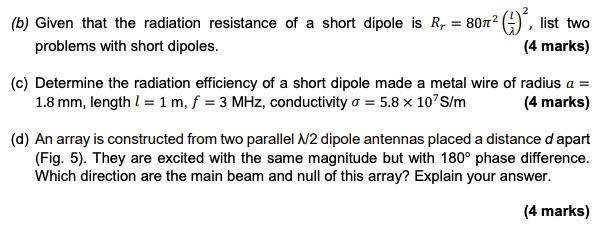 Solved Question 5. (20 Marks) (a) A short monopole situated | Chegg.com