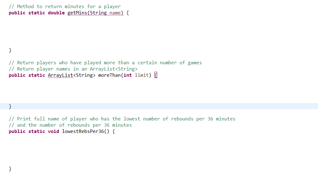 Solved use Player.java to complete the methods in the | Chegg.com