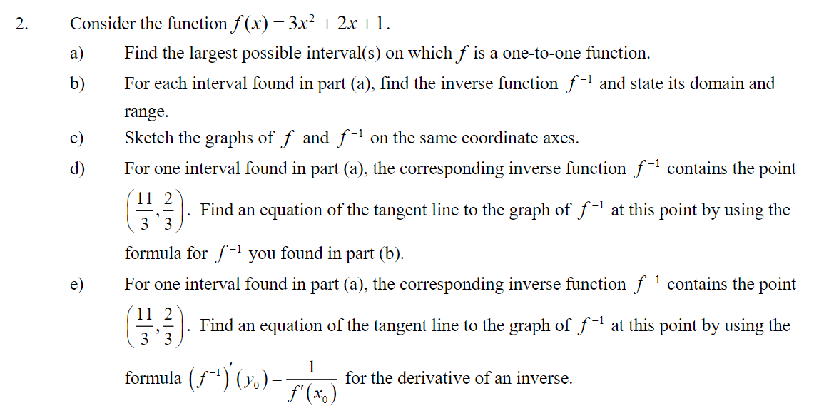 Solved 2. Consider the function f(x) = 3x2 + 2x +1. a) Find | Chegg.com