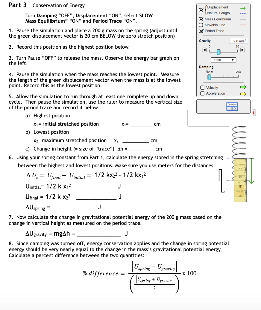 Part 1: Spring Constant In the first part of this | Chegg.com