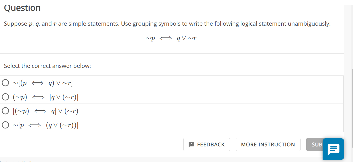 Solved Suppose Pq And R Are Simple Statements Use 