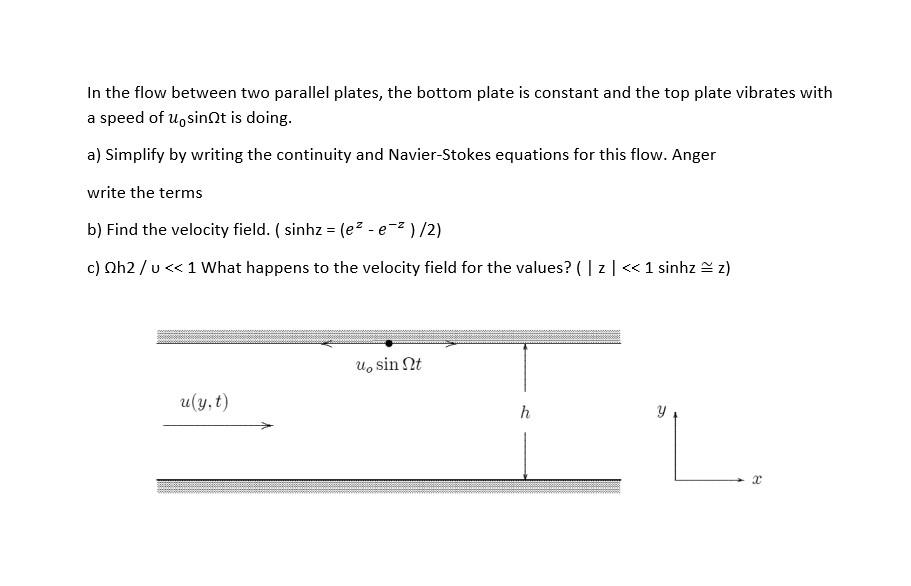 Solved In the flow between two parallel plates, the bottom | Chegg.com