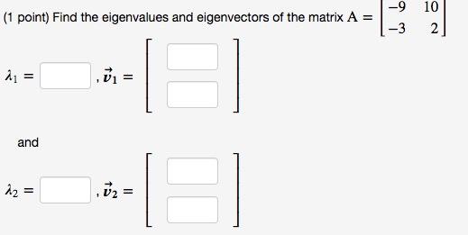 Solved (1 point) Find the eigenvalues and eigenvectors of | Chegg.com
