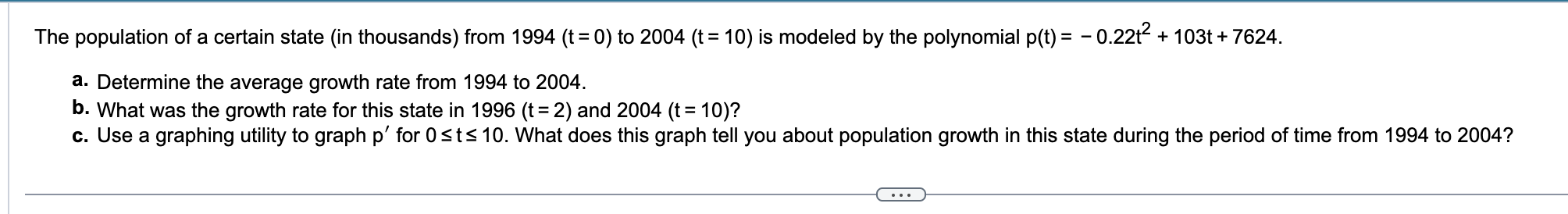 Solved The population of a certain state (in thousands) from | Chegg.com