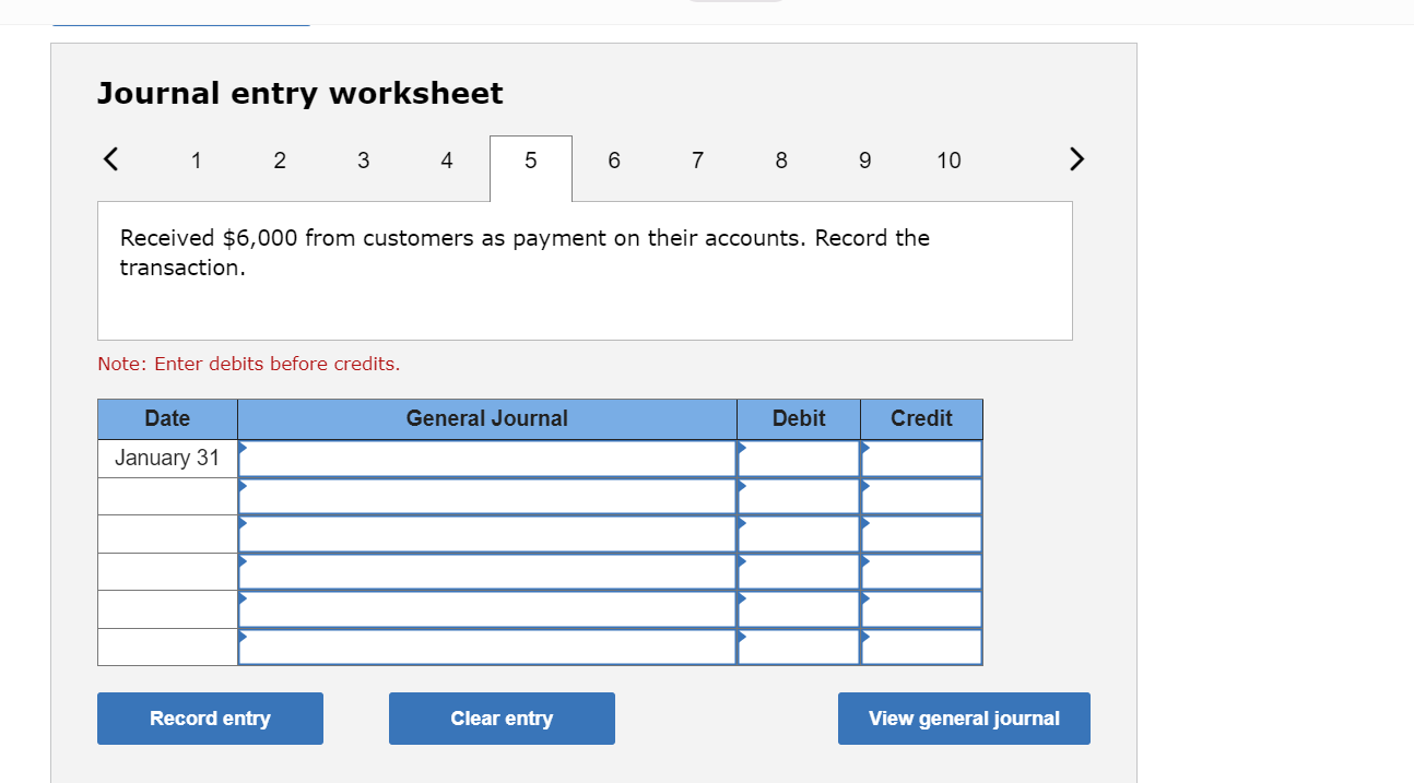 Solved Journal entry worksheet 1 10 Received an electric and | Chegg.com