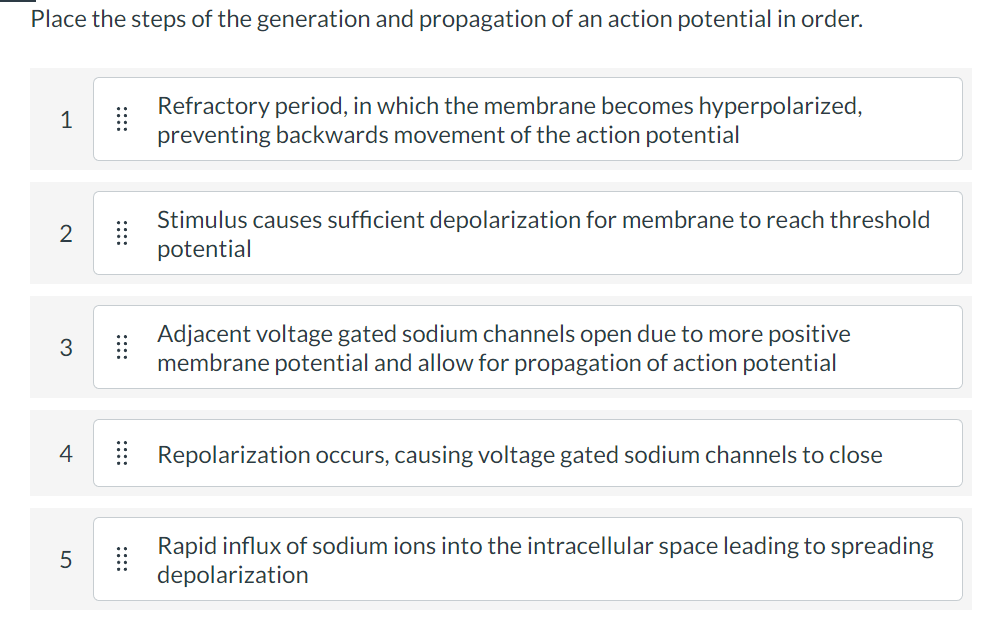 Solved Place the steps of the generation and propagation of | Chegg.com