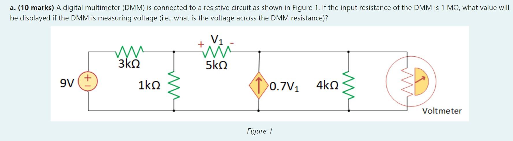 Solved a. (10 marks) A digital multimeter (DMM) is connected | Chegg.com