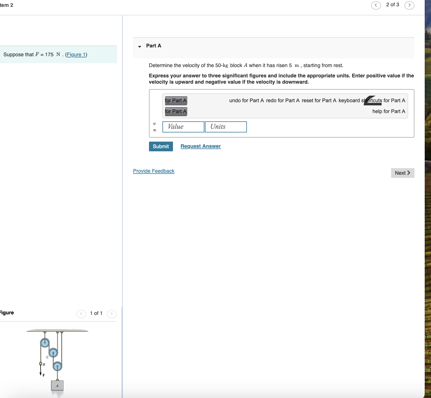 Solved Suppose that \( ﻿F=175 \mathrm{~N} \). (Figure 1)Part | Chegg.com