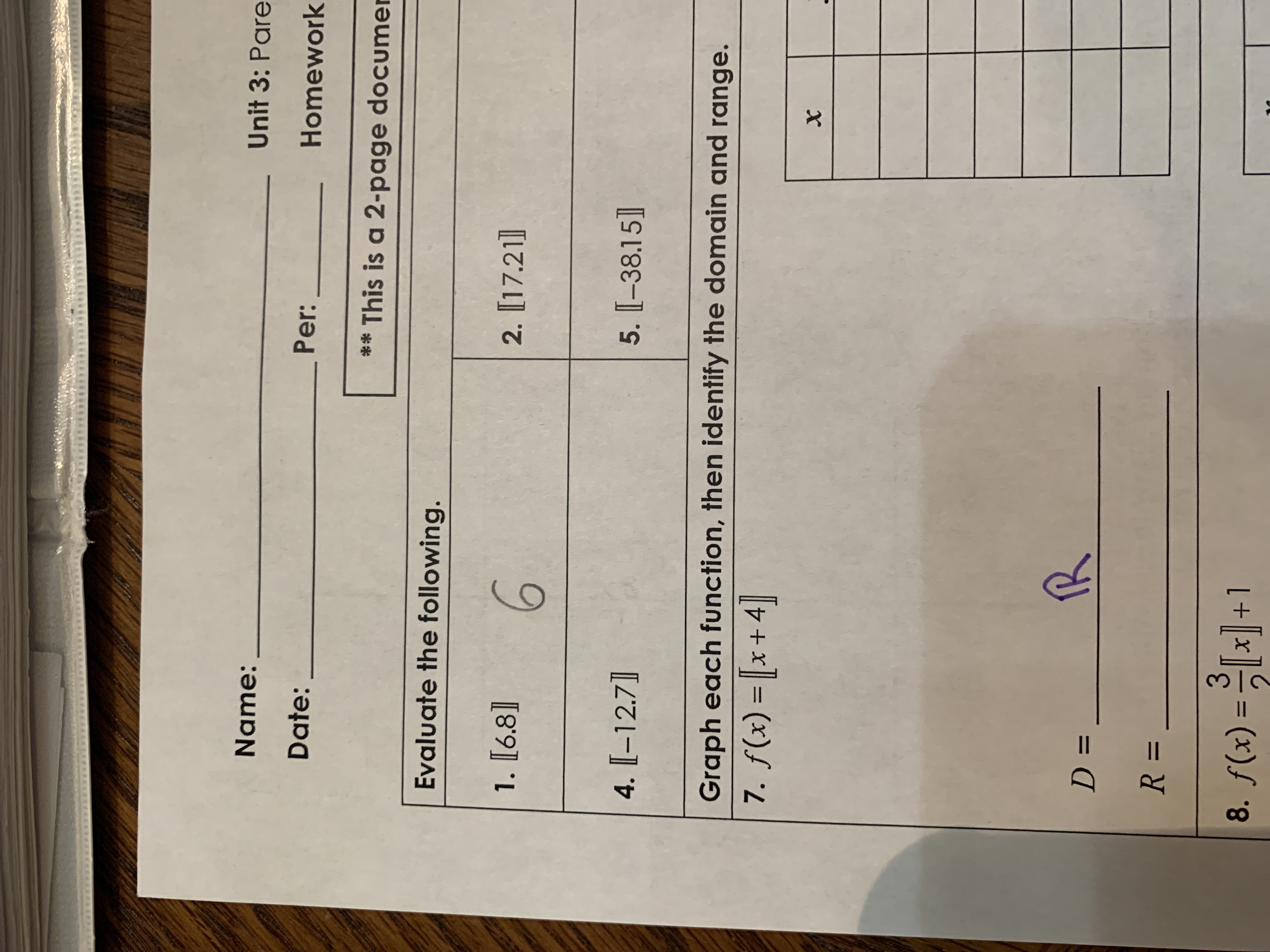 Name:Unit 3: PareDate:Per:Homework** ﻿This is a | Chegg.com