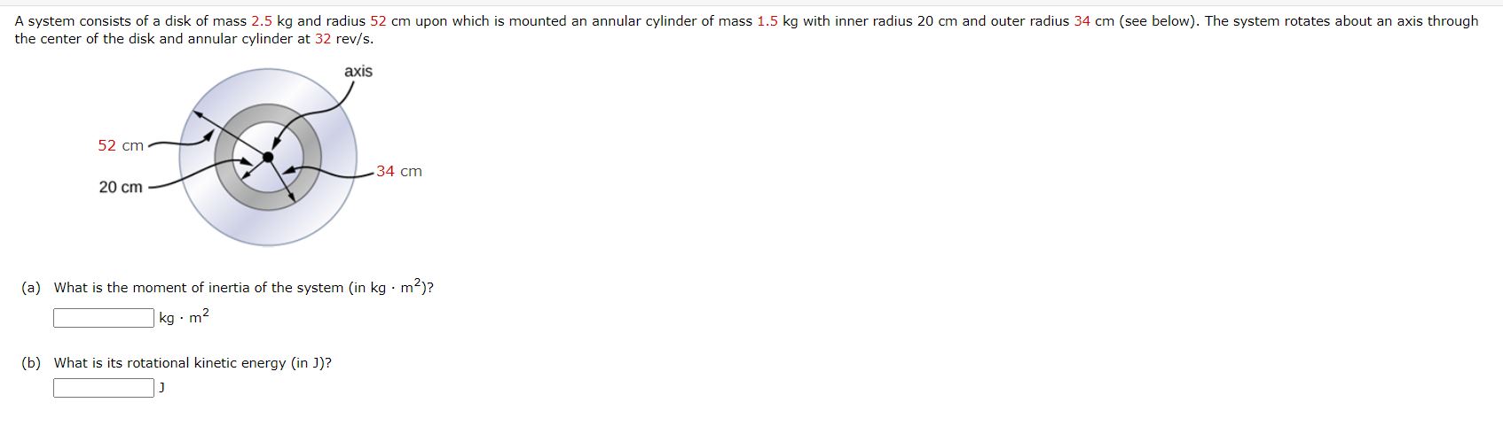 Solved the center of the disk and annular cylinder at 32 | Chegg.com